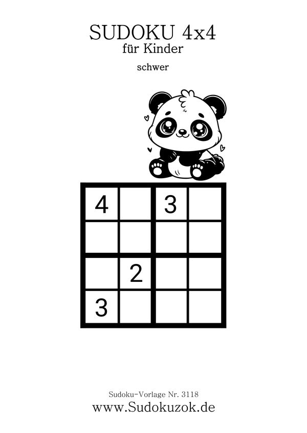 Kinder 4x4 Sudoku Panda